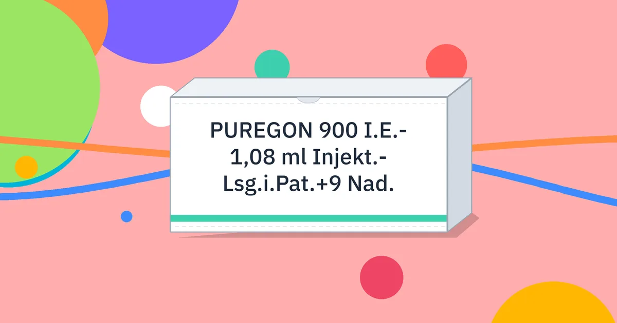 Symbolbild: Packung mit der Aufschrift PUREGON 900 I.E.-1,08 ml Injekt.-Lsg.i.Pat.+9 Nad. (PZN 15390047) – Verfügbarkeit und Bezug in Apotheken in Frankfurt am Main