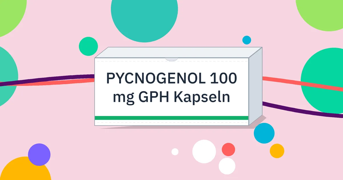 Symbolbild: Packung mit der Aufschrift PYCNOGENOL 100 mg GPH Kapseln (PZN 06923237) – Verfügbarkeit und Bezug in Apotheken in Frankfurt am Main