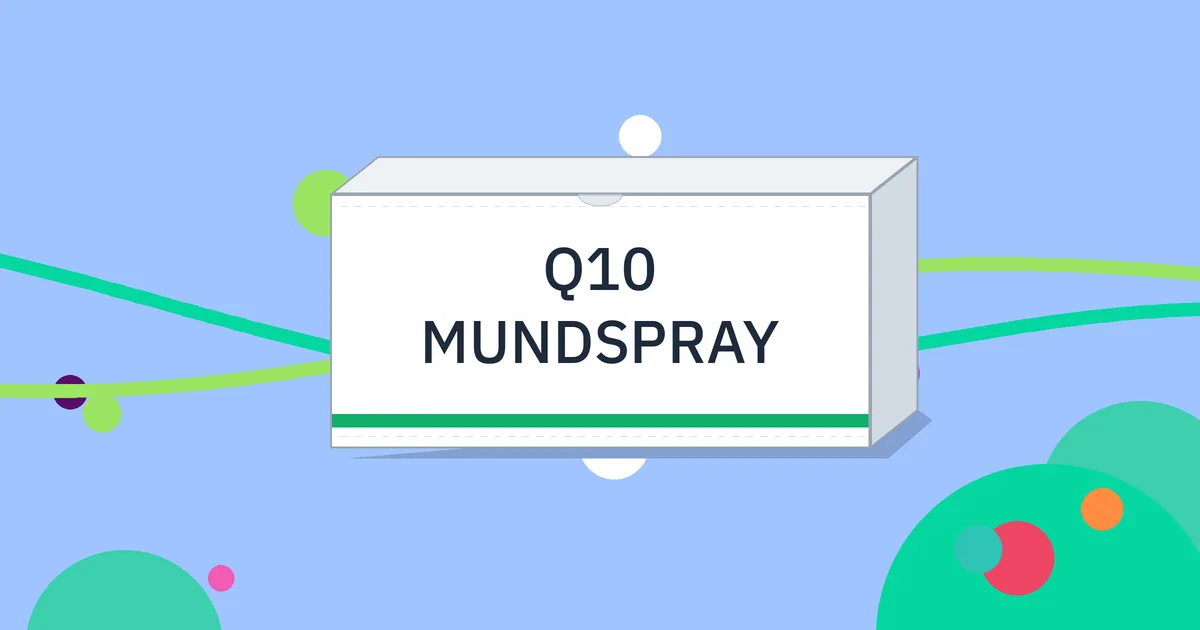 Symbolbild: Packung mit der Aufschrift Q10 MUNDSPRAY (PZN 10996549) – Verfügbarkeit und Bezug in Apotheken in Frankfurt am Main