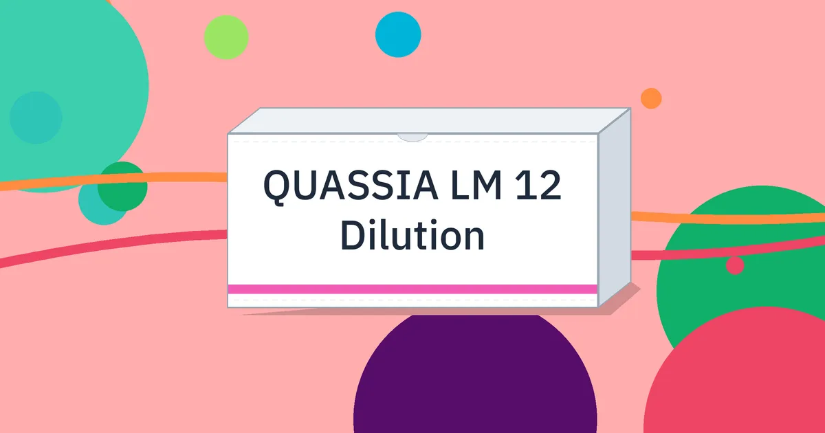 Symbolbild: Packung mit der Aufschrift QUASSIA LM 12 Dilution (PZN 13673195) – Verfügbarkeit und Bezug in Apotheken in Frankfurt am Main