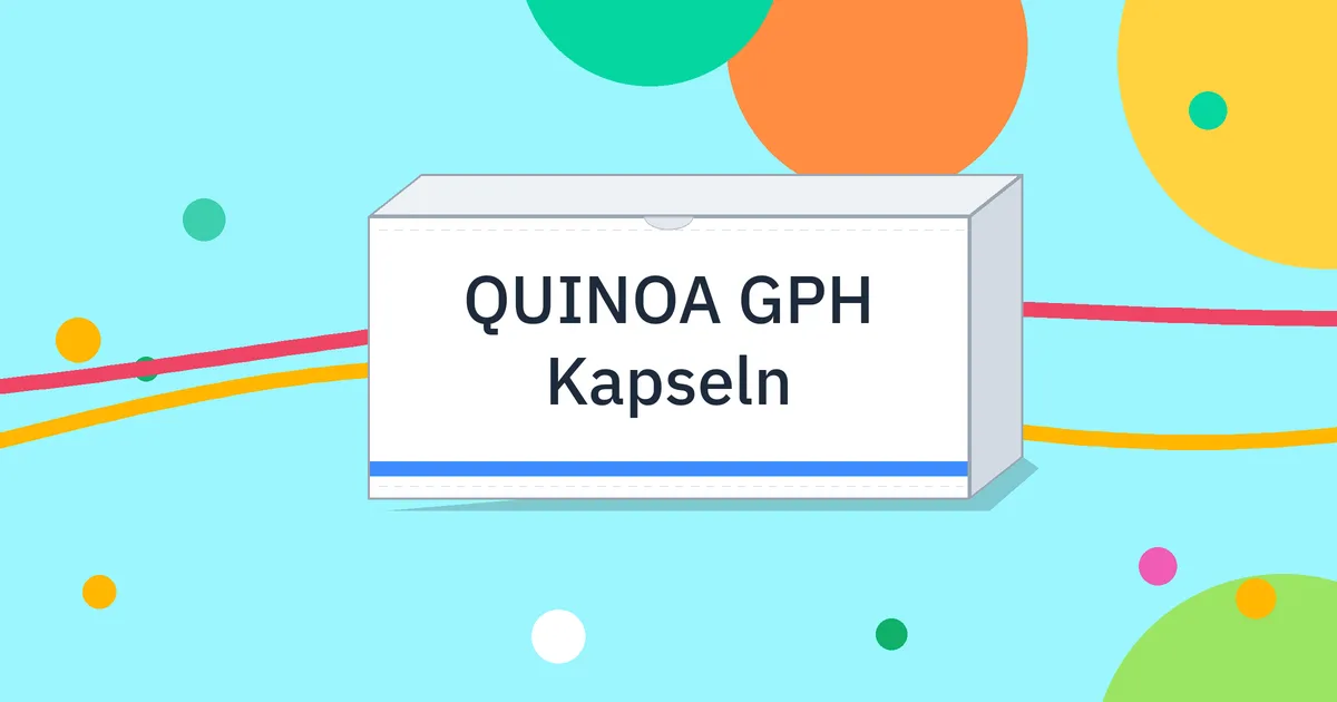 Symbolbild: Packung mit der Aufschrift QUINOA GPH Kapseln (PZN 04595929) – Verfügbarkeit und Bezug in Apotheken in Frankfurt am Main