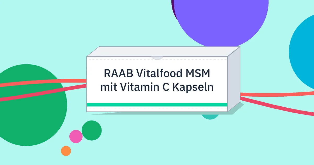 Symbolbild: Packung mit der Aufschrift RAAB Vitalfood MSM mit Vitamin C Kapseln (PZN 19304547) – Verfügbarkeit und Bezug in Apotheken in Frankfurt am Main
