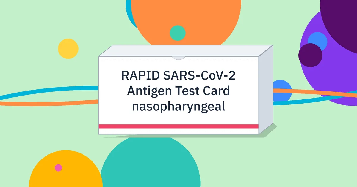 Symbolbild: Packung mit der Aufschrift RAPID SARS-CoV-2 Antigen Test Card nasopharyngeal (PZN 16934064) – Verfügbarkeit und Bezug in Apotheken in Frankfurt am Main