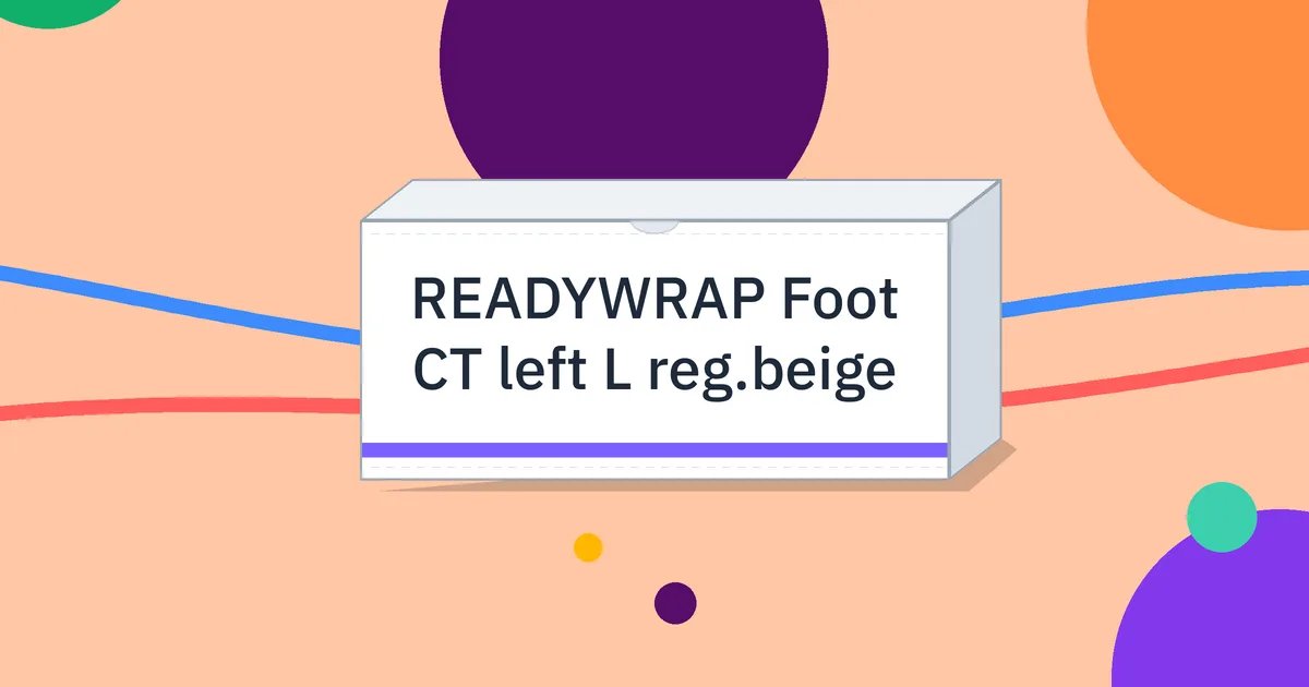 Symbolbild: Packung mit der Aufschrift READYWRAP Foot CT left L reg.beige (PZN 18008769) – Verfügbarkeit und Bezug in Apotheken in Frankfurt am Main