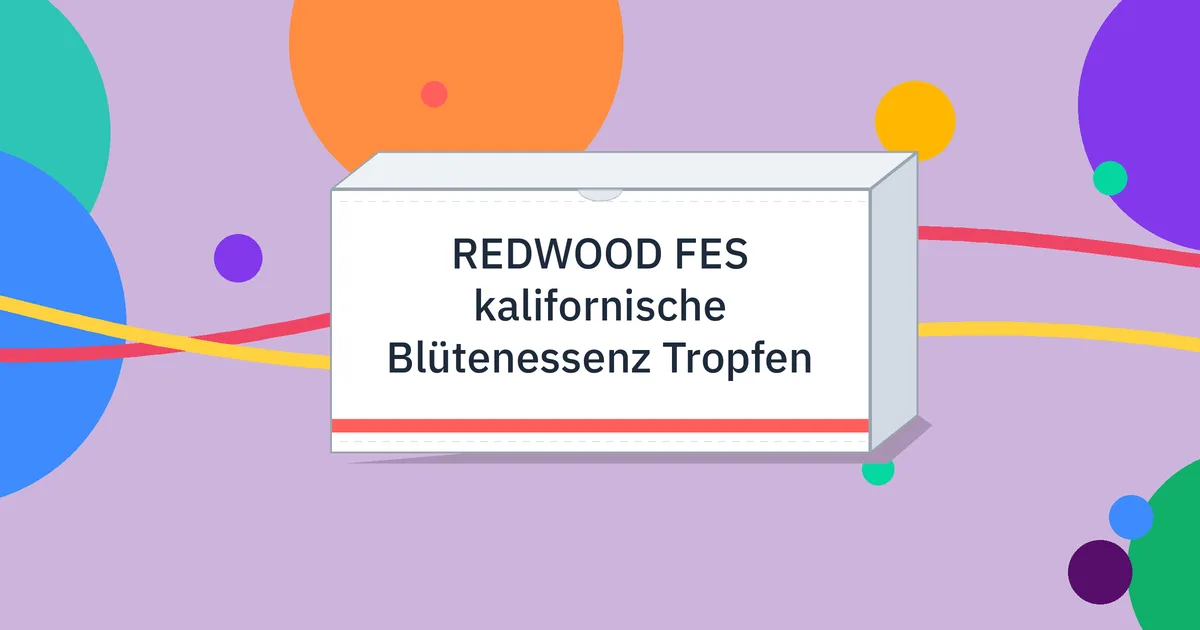 Symbolbild: Packung mit der Aufschrift REDWOOD FES kalifornische Blütenessenz Tropfen (PZN 18810076) – Verfügbarkeit und Bezug in Apotheken in Frankfurt am Main