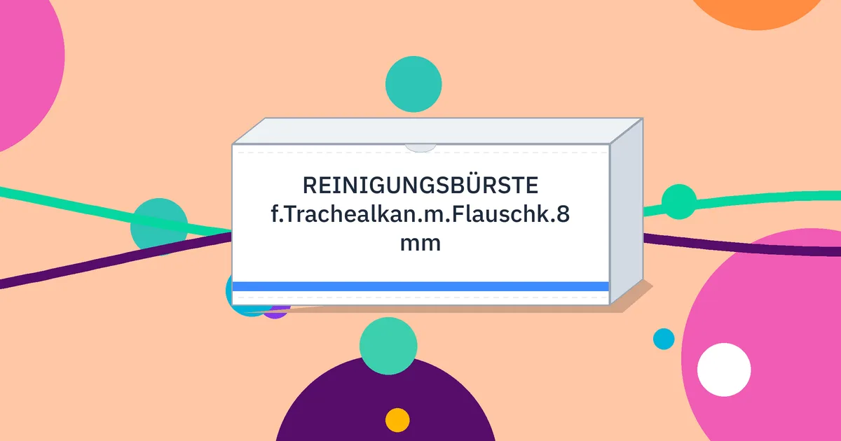 Symbolbild: Packung mit der Aufschrift REINIGUNGSBÜRSTE f.Trachealkan.m.Flauschk.8 mm (PZN 00140190) – Verfügbarkeit und Bezug in Apotheken in Frankfurt am Main