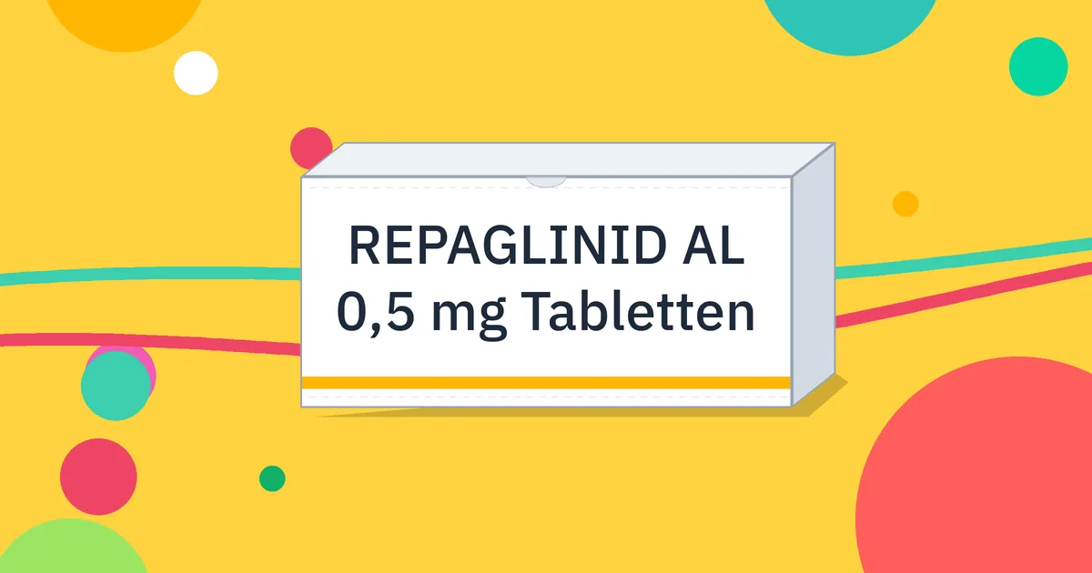 Symbolbild: Packung mit der Aufschrift REPAGLINID AL 0,5 mg Tabletten (PZN 01509846) – Verfügbarkeit und Bezug in Apotheken in Frankfurt am Main