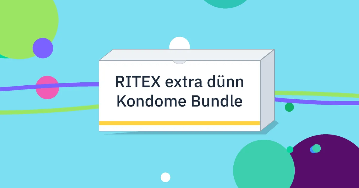 Symbolbild: Packung mit der Aufschrift RITEX extra dünn Kondome Bundle (PZN 13170442) – Verfügbarkeit und Bezug in Apotheken in Frankfurt am Main