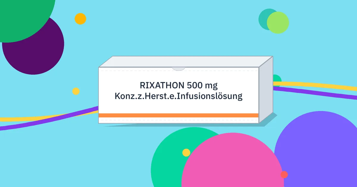 Symbolbild: Packung mit der Aufschrift RIXATHON 500 mg Konz.z.Herst.e.Infusionslösung (PZN 19630910) – Verfügbarkeit und Bezug in Apotheken in Frankfurt am Main