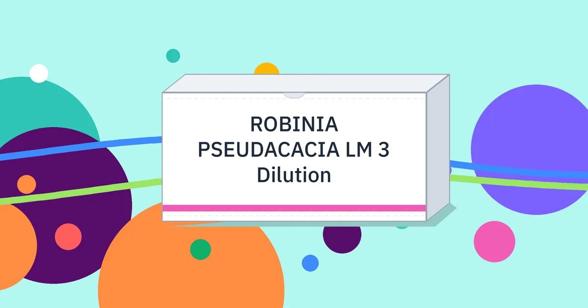 Symbolbild: Packung mit der Aufschrift ROBINIA PSEUDACACIA LM 3 Dilution (PZN 13054782) – Verfügbarkeit und Bezug in Apotheken in Frankfurt am Main