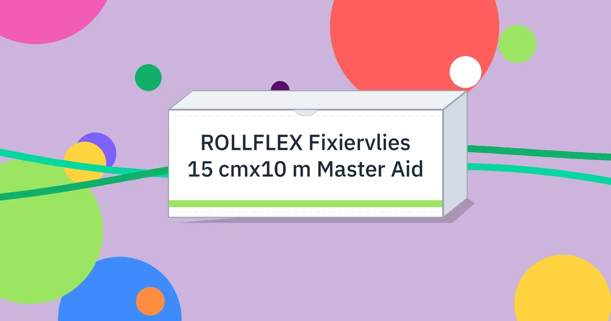 Symbolbild: Packung mit der Aufschrift ROLLFLEX Fixiervlies 15 cmx10 m Master Aid (PZN 07708216) – Verfügbarkeit und Bezug in Apotheken in Frankfurt am Main