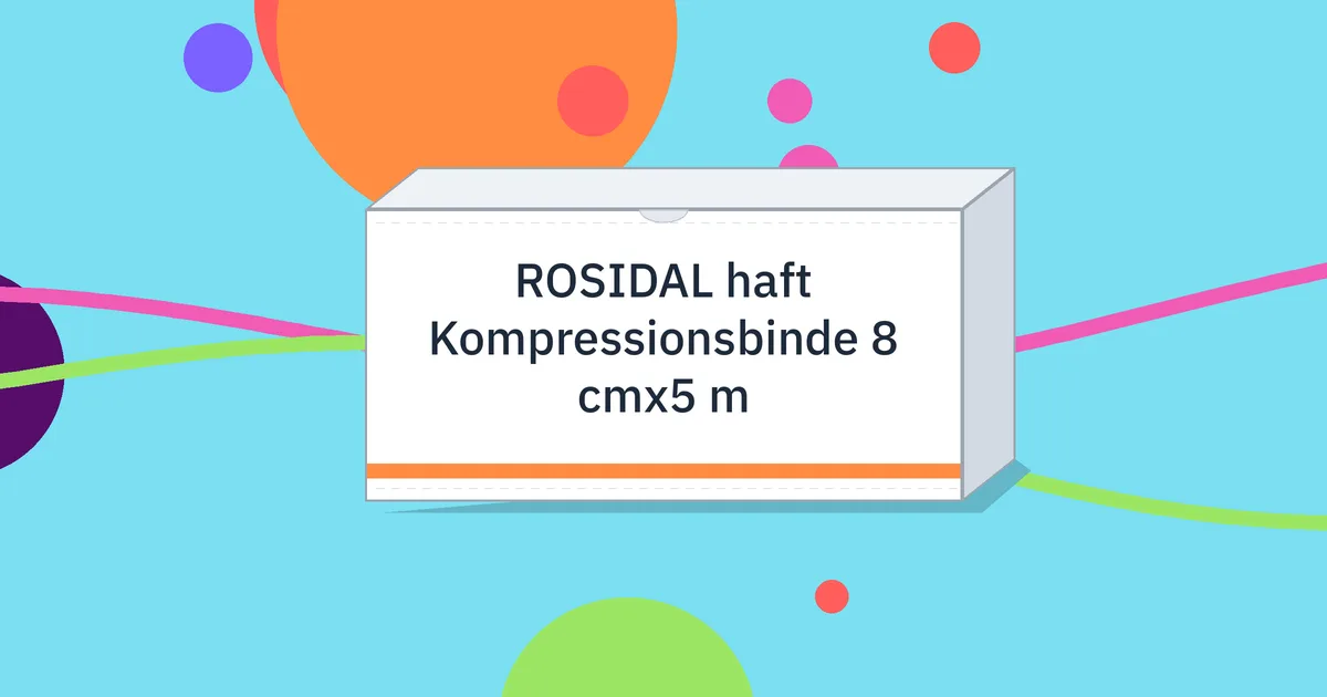 Symbolbild: Packung mit der Aufschrift ROSIDAL haft Kompressionsbinde 8 cmx5 m (PZN 10111479) – Verfügbarkeit und Bezug in Apotheken in Frankfurt am Main