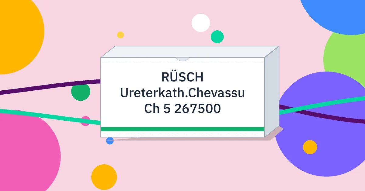 Symbolbild: Packung mit der Aufschrift RÜSCH Ureterkath.Chevassu Ch 5 267500 (PZN 07398738) – Verfügbarkeit und Bezug in Apotheken in Frankfurt am Main