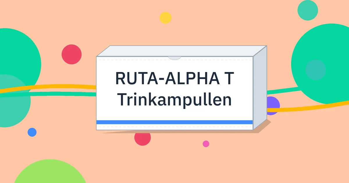 Symbolbild: Packung mit der Aufschrift RUTA-ALPHA T Trinkampullen (PZN 10222523) – Verfügbarkeit und Bezug in Apotheken in Frankfurt am Main