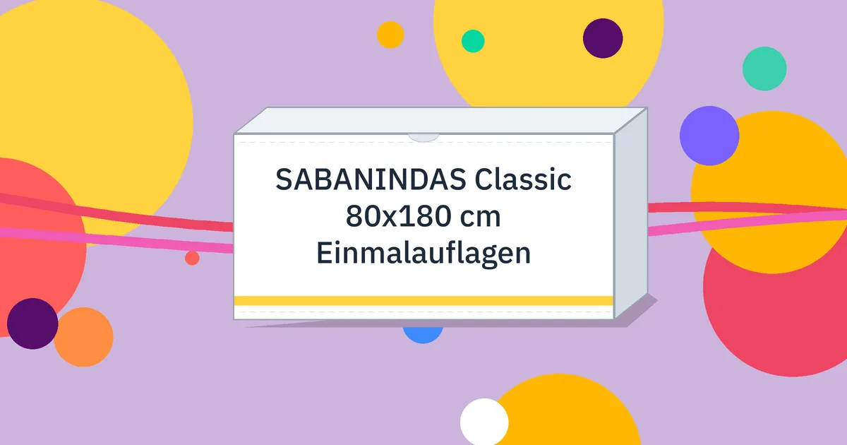 Symbolbild: Packung mit der Aufschrift SABANINDAS Classic 80x180 cm Einmalauflagen (PZN 18813034) – Verfügbarkeit und Bezug in Apotheken in Frankfurt am Main