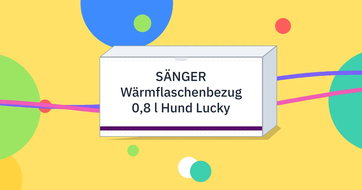 Symbolbild: Packung mit der Aufschrift SÄNGER Wärmflaschenbezug 0,8 l Hund Lucky (PZN 19995273) – Verfügbarkeit und Bezug in Apotheken in Frankfurt am Main