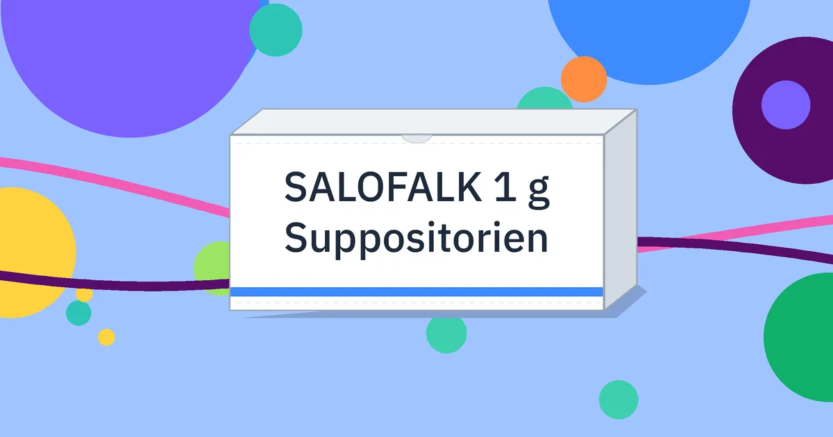 Symbolbild: Packung mit der Aufschrift SALOFALK 1 g Suppositorien (PZN 10054818) – Verfügbarkeit und Bezug in Apotheken in Frankfurt am Main