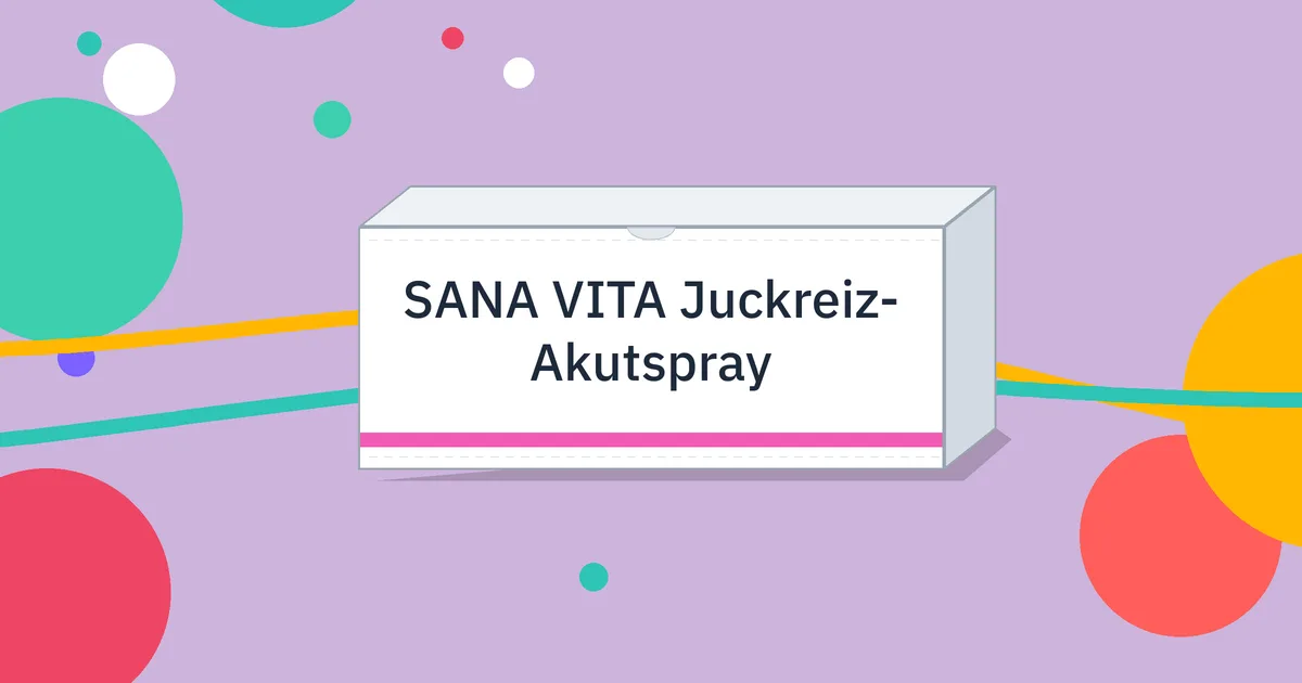 Symbolbild: Packung mit der Aufschrift SANA VITA Juckreiz-Akutspray (PZN 13153455) – Verfügbarkeit und Bezug in Apotheken in Frankfurt am Main