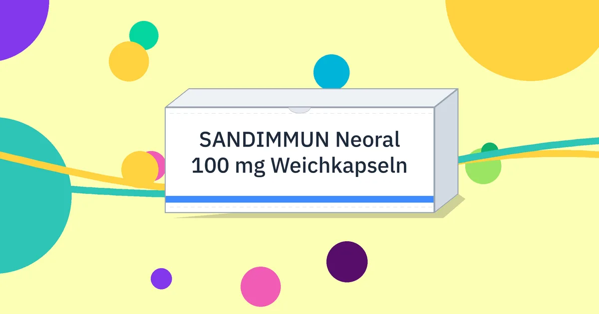 Symbolbild: Packung mit der Aufschrift SANDIMMUN Neoral 100 mg Weichkapseln (PZN 16774761) – Verfügbarkeit und Bezug in Apotheken in Frankfurt am Main