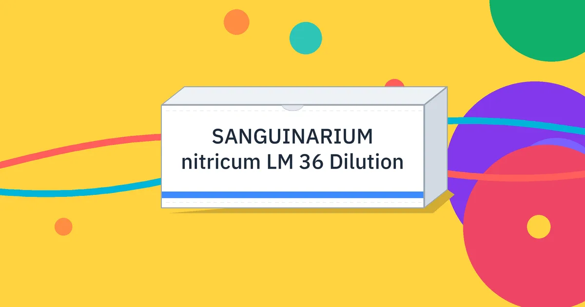 Symbolbild: Packung mit der Aufschrift SANGUINARIUM nitricum LM 36 Dilution (PZN 13181948) – Verfügbarkeit und Bezug in Apotheken in Frankfurt am Main
