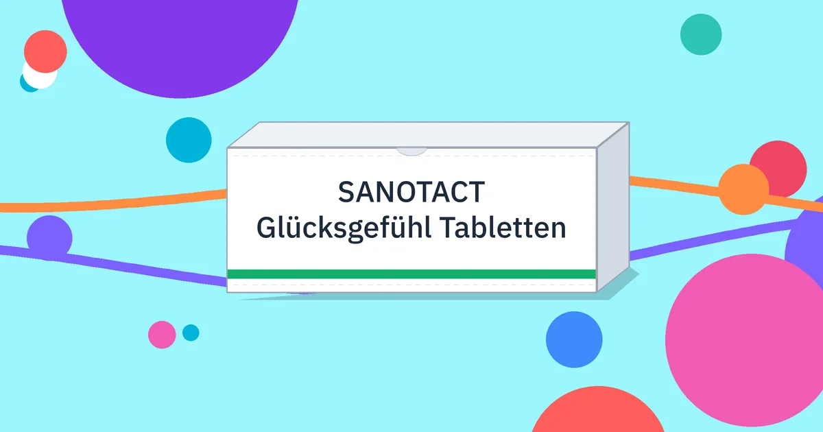 Symbolbild: Packung mit der Aufschrift SANOTACT Glücksgefühl Tabletten (PZN 18841467) – Verfügbarkeit und Bezug in Apotheken in Frankfurt am Main