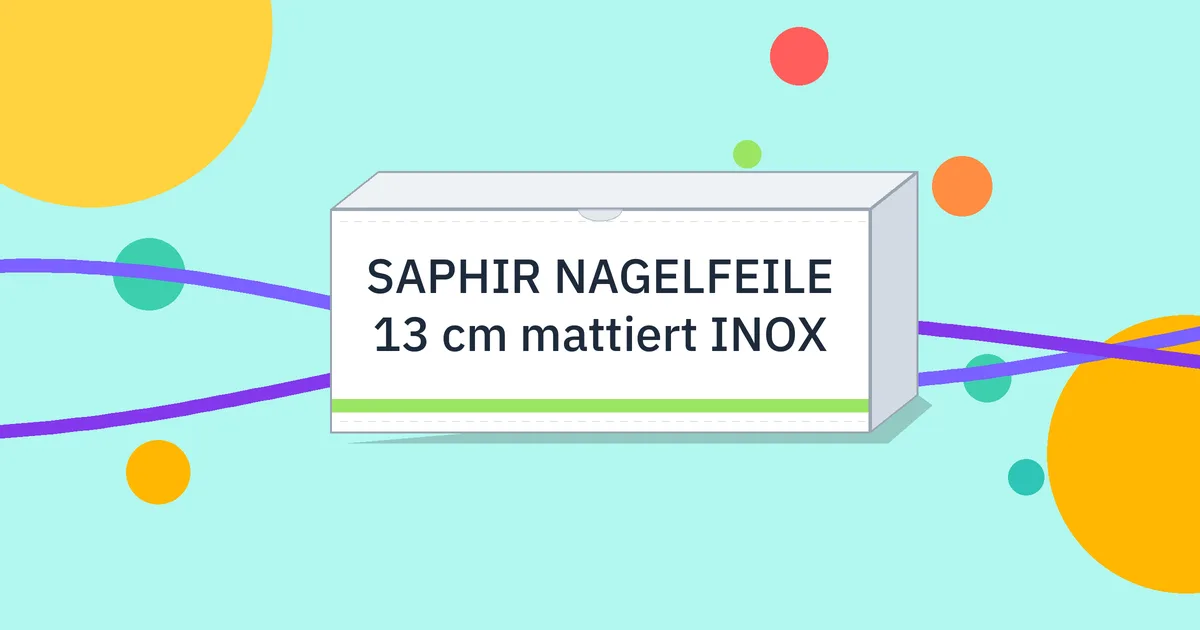 Symbolbild: Packung mit der Aufschrift SAPHIR NAGELFEILE 13 cm mattiert INOX (PZN 12364931) – Verfügbarkeit und Bezug in Apotheken in Frankfurt am Main