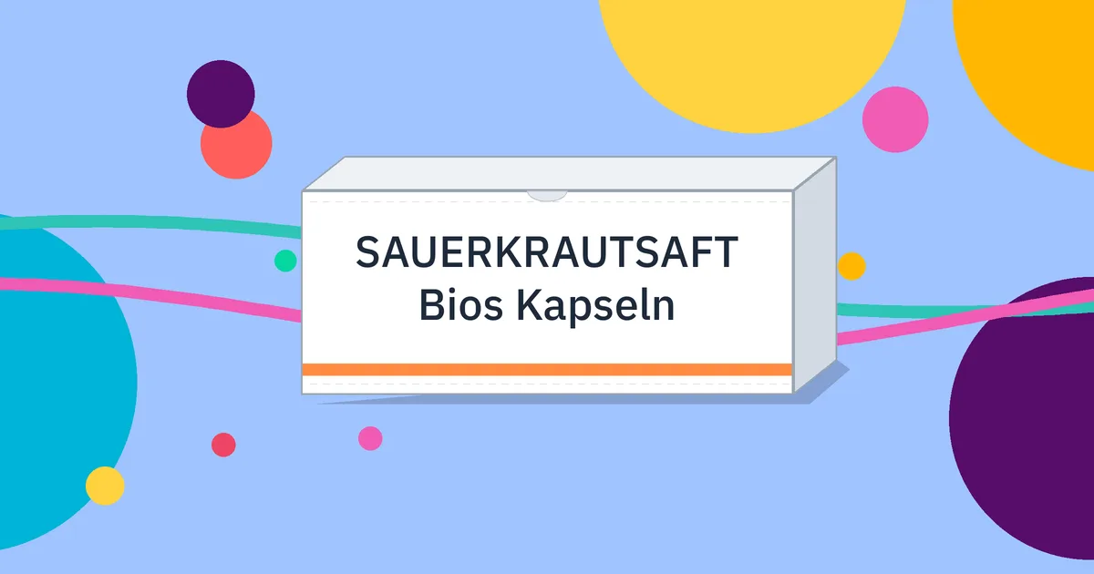 Symbolbild: Packung mit der Aufschrift SAUERKRAUTSAFT Bios Kapseln (PZN 00865415) – Verfügbarkeit und Bezug in Apotheken in Frankfurt am Main