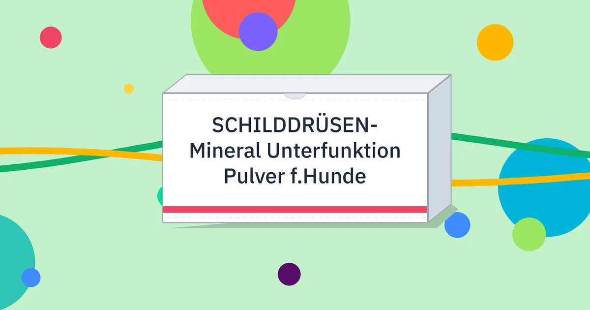 Symbolbild: Packung mit der Aufschrift SCHILDDRÜSEN-Mineral Unterfunktion Pulver f.Hunde (PZN 20780046) – Verfügbarkeit und Bezug in Apotheken in Frankfurt am Main