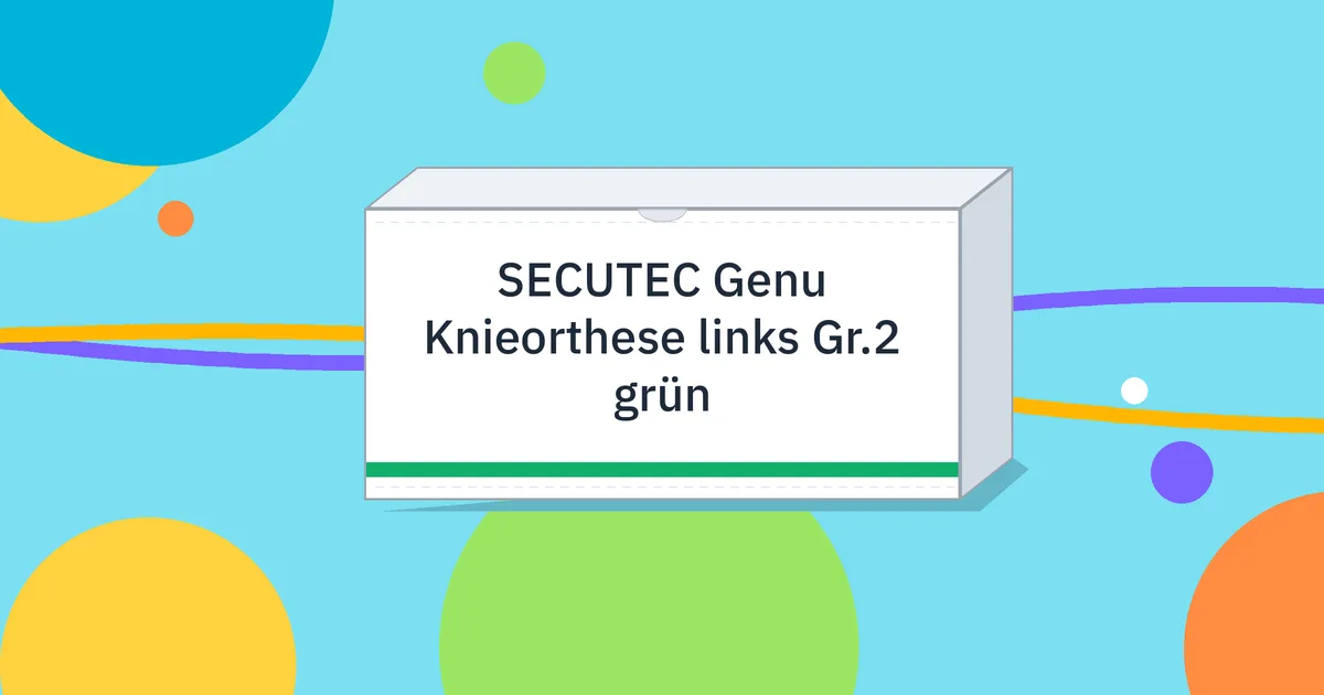 Symbolbild: Packung mit der Aufschrift SECUTEC Genu Knieorthese links Gr.2 grün (PZN 12510930) – Verfügbarkeit und Bezug in Apotheken in Frankfurt am Main