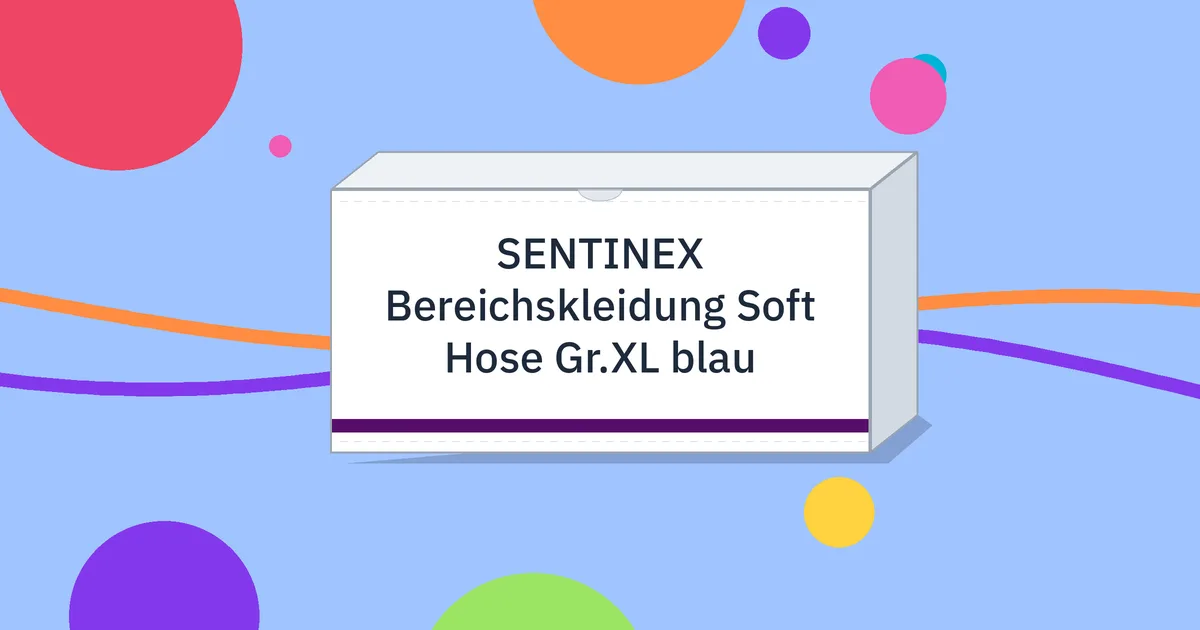 Symbolbild: Packung mit der Aufschrift SENTINEX Bereichskleidung Soft Hose Gr.XL blau (PZN 09737423) – Verfügbarkeit und Bezug in Apotheken in Frankfurt am Main