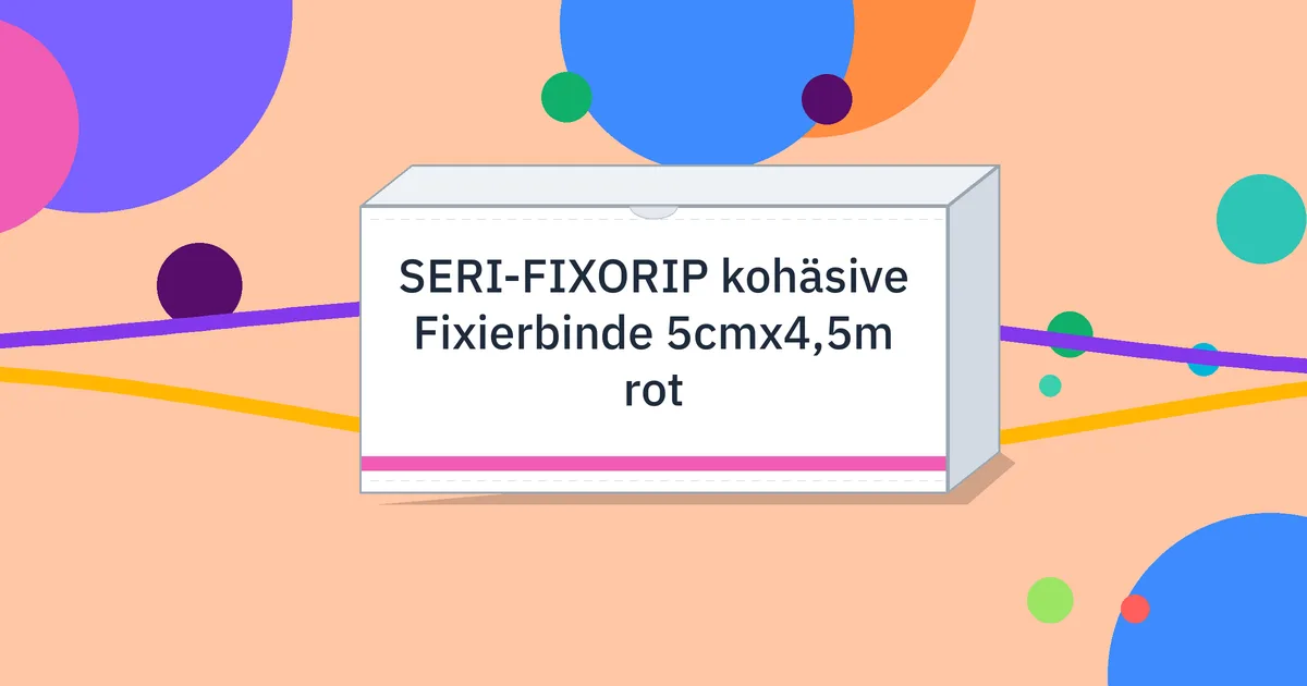 Symbolbild: Packung mit der Aufschrift SERI-FIXORIP kohäsive Fixierbinde 5cmx4,5m rot (PZN 20364081) – Verfügbarkeit und Bezug in Apotheken in Frankfurt am Main