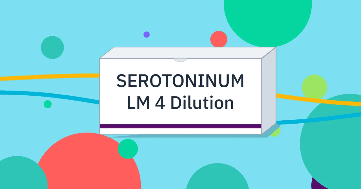 Symbolbild: Packung mit der Aufschrift SEROTONINUM LM 4 Dilution (PZN 13188778) – Verfügbarkeit und Bezug in Apotheken in Frankfurt am Main