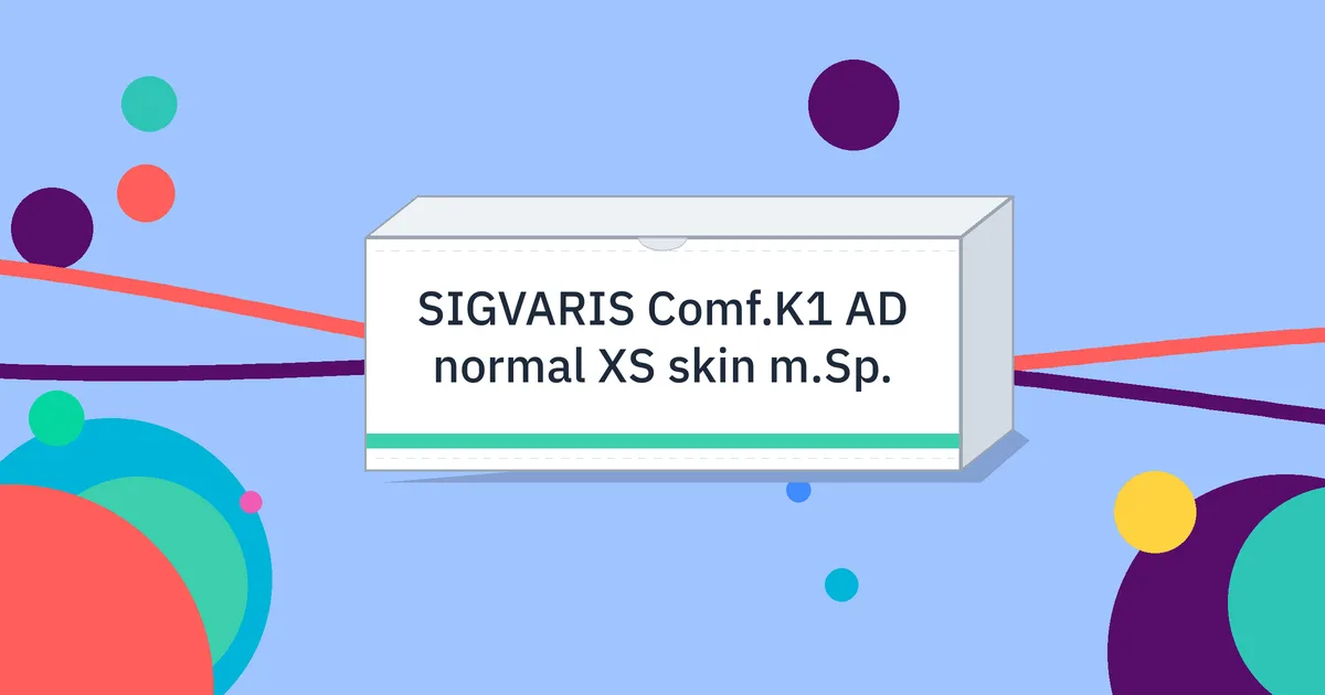 Symbolbild: Packung mit der Aufschrift SIGVARIS Comf.K1 AD normal XS skin m.Sp. (PZN 17041902) – Verfügbarkeit und Bezug in Apotheken in Frankfurt am Main