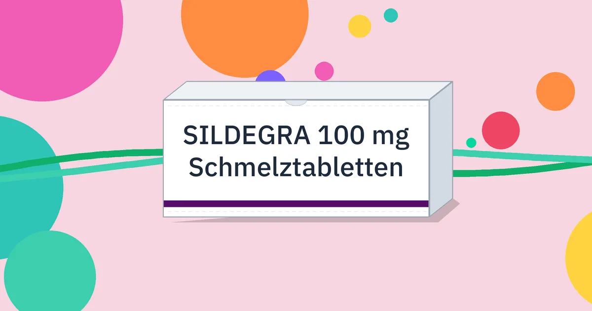 Symbolbild: Packung mit der Aufschrift SILDEGRA 100 mg Schmelztabletten (PZN 07024788) – Verfügbarkeit und Bezug in Apotheken in Frankfurt am Main