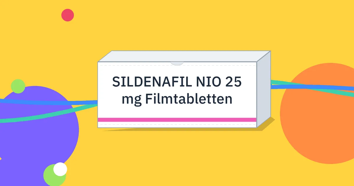 Symbolbild: Packung mit der Aufschrift SILDENAFIL NIO 25 mg Filmtabletten (PZN 15617350) – Verfügbarkeit und Bezug in Apotheken in Frankfurt am Main