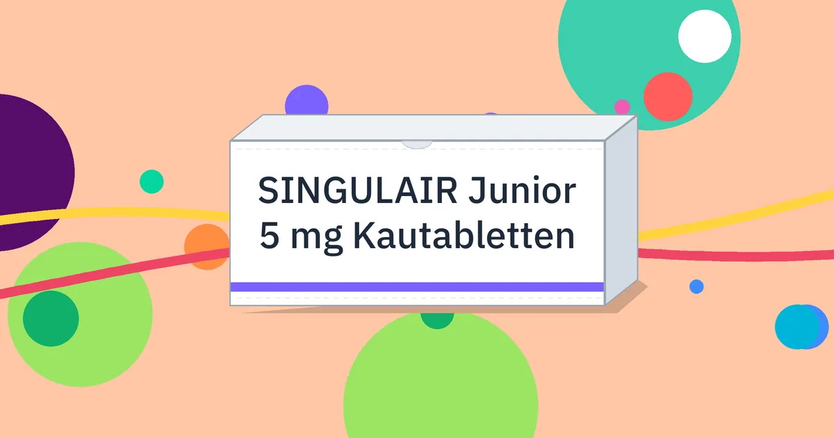 Symbolbild: Packung mit der Aufschrift SINGULAIR Junior 5 mg Kautabletten (PZN 01017534) – Verfügbarkeit und Bezug in Apotheken in Frankfurt am Main