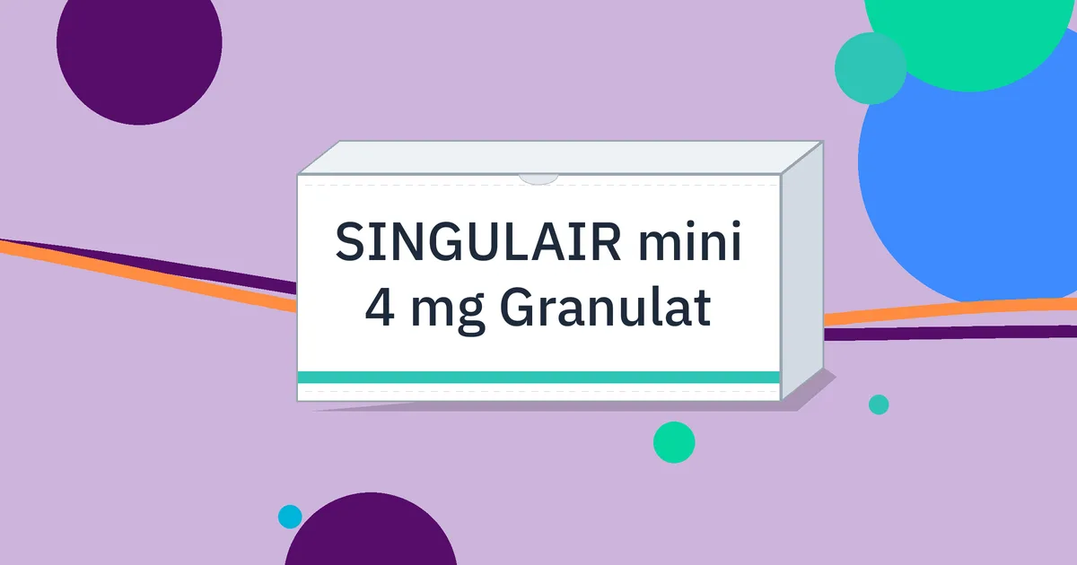 Symbolbild: Packung mit der Aufschrift SINGULAIR mini 4 mg Granulat (PZN 01999744) – Verfügbarkeit und Bezug in Apotheken in Frankfurt am Main