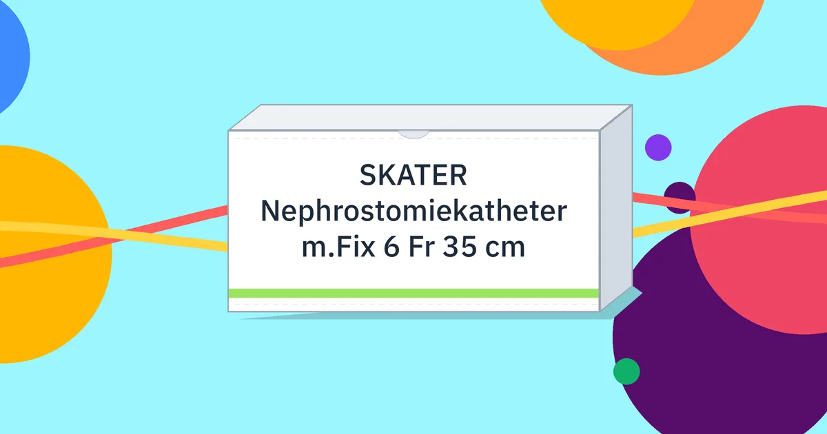 Symbolbild: Packung mit der Aufschrift SKATER Nephrostomiekatheter m.Fix 6 Fr 35 cm (PZN 06770041) – Verfügbarkeit und Bezug in Apotheken in Frankfurt am Main