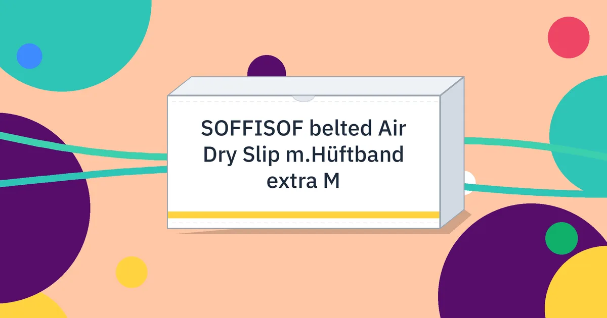 Symbolbild: Packung mit der Aufschrift SOFFISOF belted Air Dry Slip m.Hüftband extra M (PZN 10798097) – Verfügbarkeit und Bezug in Apotheken in Frankfurt am Main