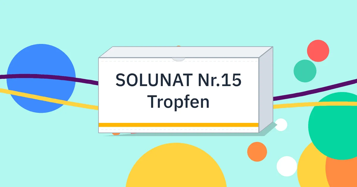 Symbolbild: Packung mit der Aufschrift SOLUNAT Nr.15 Tropfen (PZN 02941037) – Verfügbarkeit und Bezug in Apotheken in Frankfurt am Main