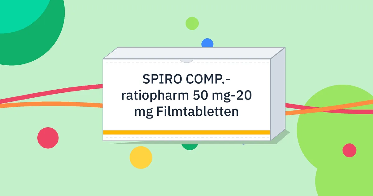 Symbolbild: Packung mit der Aufschrift SPIRO COMP.-ratiopharm 50 mg-20 mg Filmtabletten (PZN 02424483) – Verfügbarkeit und Bezug in Apotheken in Frankfurt am Main