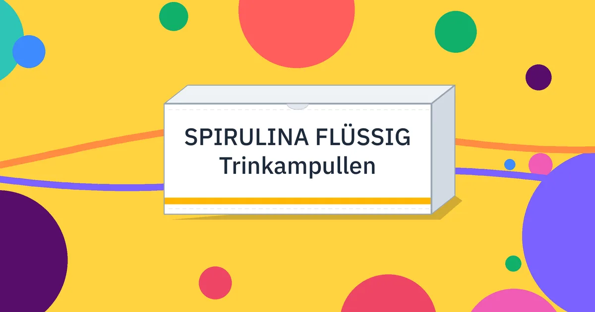 Symbolbild: Packung mit der Aufschrift SPIRULINA FLÜSSIG Trinkampullen (PZN 06827901) – Verfügbarkeit und Bezug in Apotheken in Frankfurt am Main