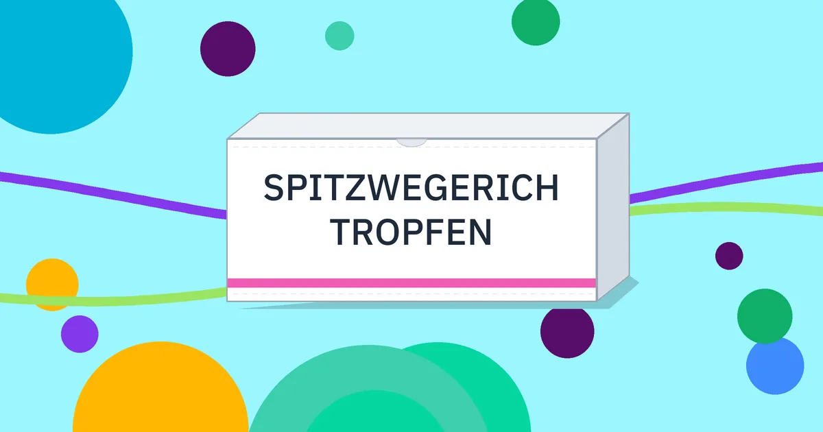 Symbolbild: Packung mit der Aufschrift SPITZWEGERICH TROPFEN (PZN 14281729) – Verfügbarkeit und Bezug in Apotheken in Frankfurt am Main