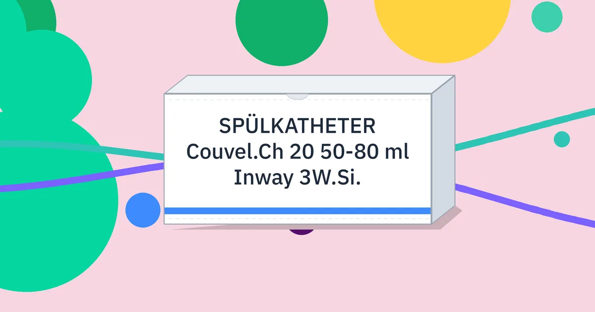 Symbolbild: Packung mit der Aufschrift SPÜLKATHETER Couvel.Ch 20 50-80 ml Inway 3W.Si. (PZN 03086048) – Verfügbarkeit und Bezug in Apotheken in Frankfurt am Main