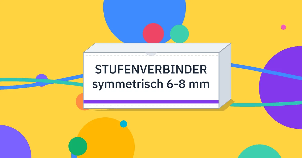 Symbolbild: Packung mit der Aufschrift STUFENVERBINDER symmetrisch 6-8 mm (PZN 00934688) – Verfügbarkeit und Bezug in Apotheken in Frankfurt am Main