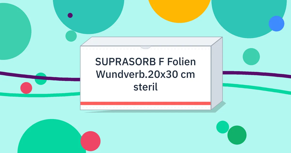 Symbolbild: Packung mit der Aufschrift SUPRASORB F Folien Wundverb.20x30 cm steril (PZN 00562784) – Verfügbarkeit und Bezug in Apotheken in Frankfurt am Main