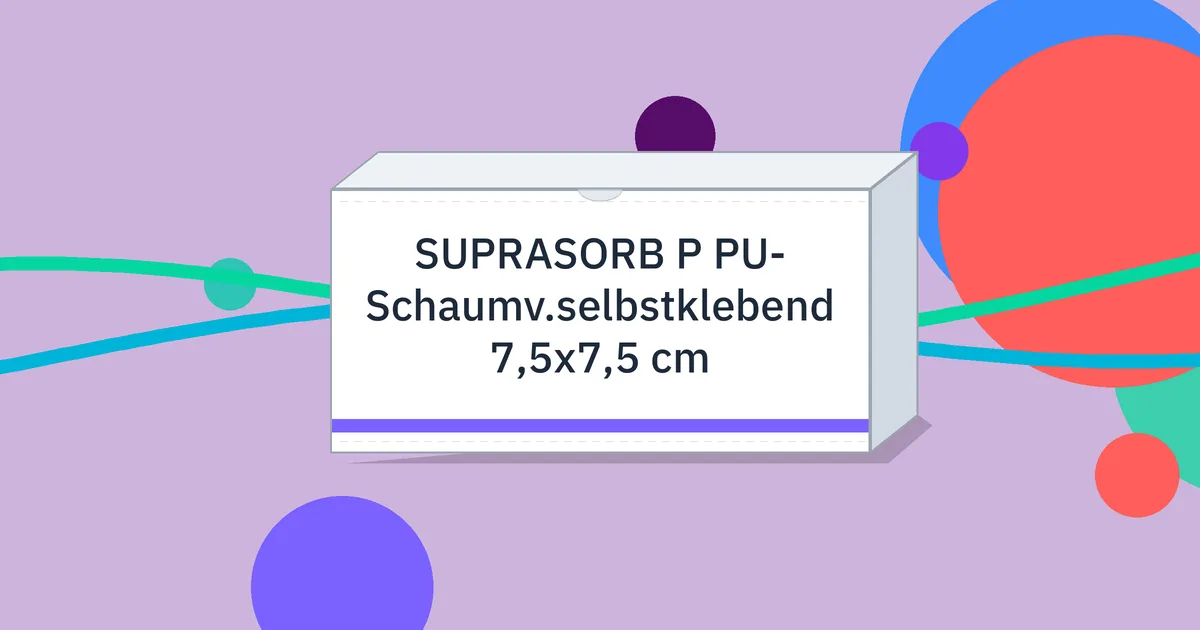 Symbolbild: Packung mit der Aufschrift SUPRASORB P PU-Schaumv.selbstklebend 7,5x7,5 cm (PZN 13858730) – Verfügbarkeit und Bezug in Apotheken in Frankfurt am Main