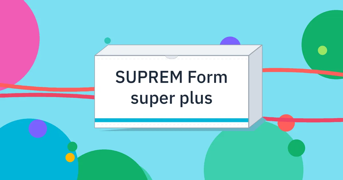 Symbolbild: Packung mit der Aufschrift SUPREM Form super plus (PZN 08835767) – Verfügbarkeit und Bezug in Apotheken in Frankfurt am Main