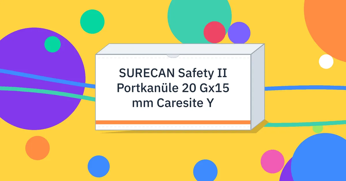 Symbolbild: Packung mit der Aufschrift SURECAN Safety II Portkanüle 20 Gx15 mm Caresite Y (PZN 12647468) – Verfügbarkeit und Bezug in Apotheken in Frankfurt am Main