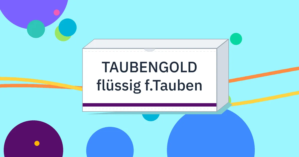 Symbolbild: Packung mit der Aufschrift TAUBENGOLD flüssig f.Tauben (PZN 11070966) – Verfügbarkeit und Bezug in Apotheken in Frankfurt am Main